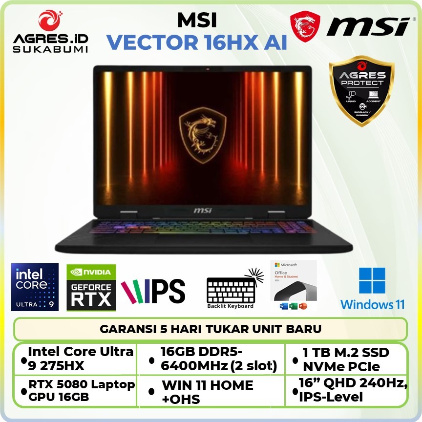 Jual MSI VECTOR 16HX AI ULTRA 9 275HX RTX5080 16GB/ 16GB RAM 1TB SSD ...