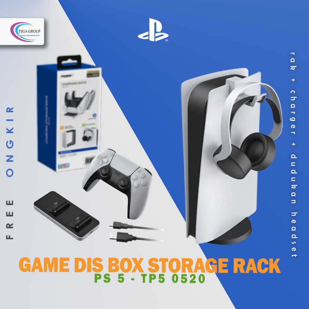 Jual DOBE Charging Dock PS5 + Rack Rak Tempat Kaset PS 5 / PS4 / Xbox ...
