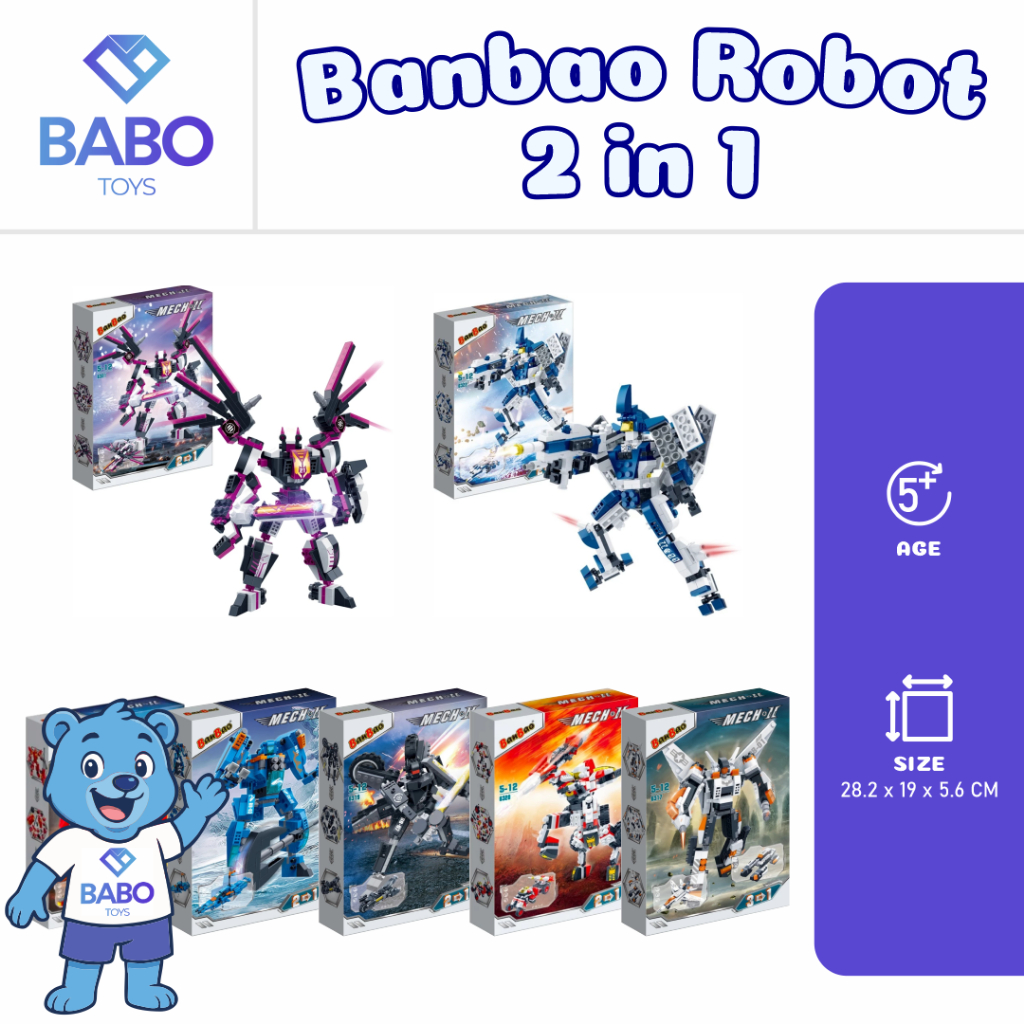 Jual Banbao Mainan Robot 2 in 1 Mech II Kids Building Blocks Mainan ...