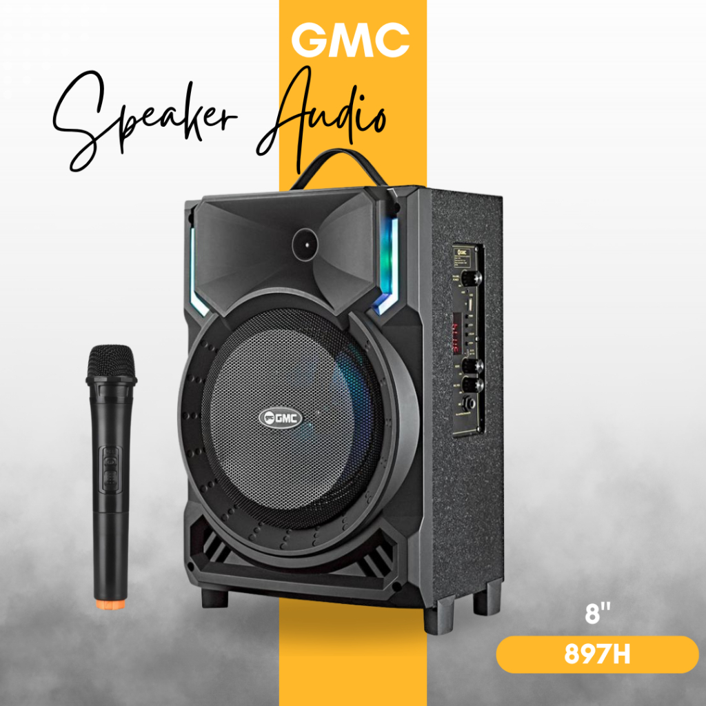 Jual Speaker Besar Bluetooth Portable GMC 897H 8 inch SNI Karaoke Free ...