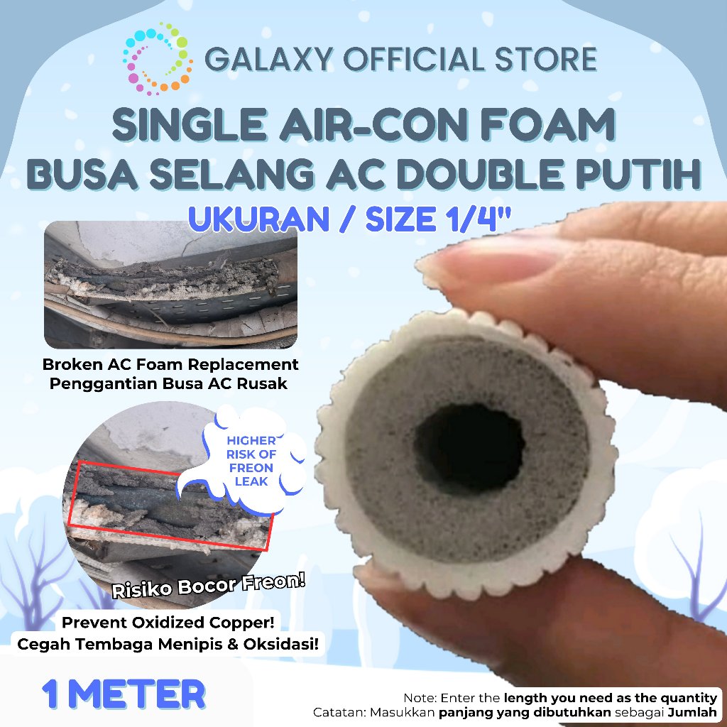 Jual BUSA AC SINGLE PUTIH 1/4 (1 METER) | Shopee Indonesia
