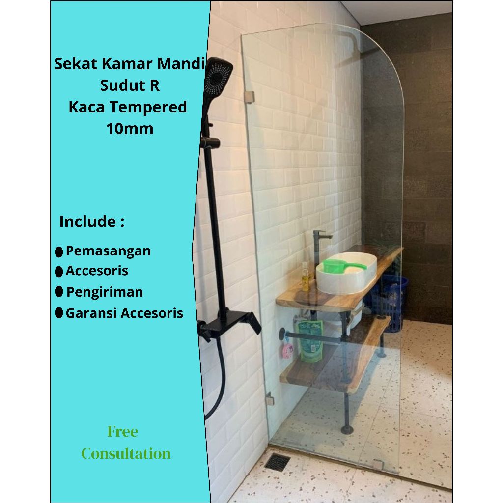 Jual Partisi Sekat Shower Kamar Mandi Sudut R Kaca Tempered 10mm ...