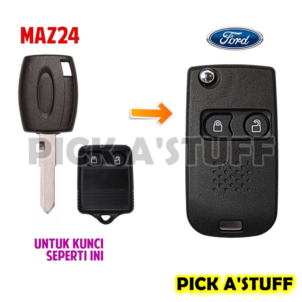 Jual Casing Kunci Lipat Flip Key Rumah Kunci Ford Escape 2 Tombol MAZ24 ...