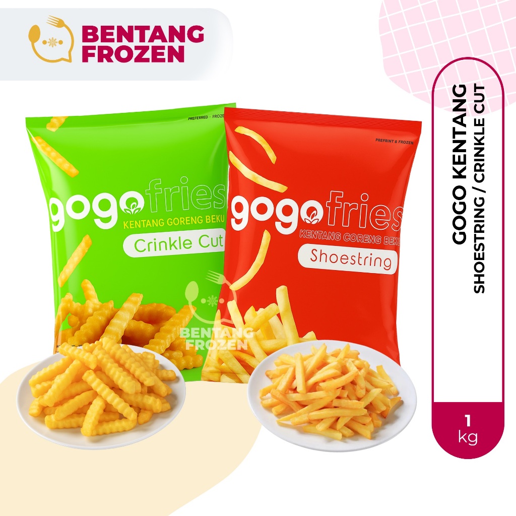 Jual Gogo Kentang Goreng French Fries 1kg - Shoestring / Crinkle Cut ...