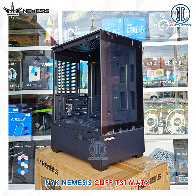 Jual Casing Gaming NYK Nemesis Cliff T31 MATX Dual view Black White ...