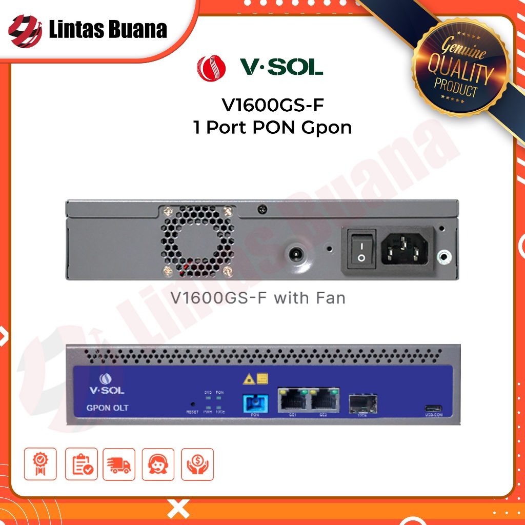 Jual V-SOL V1600GS-F 1 Port GPON OLT VSOL AC+DC 12V UPLINK 1 PON 10G SFP+ 2 RJ45 L-3 V1600 GS-F ...
