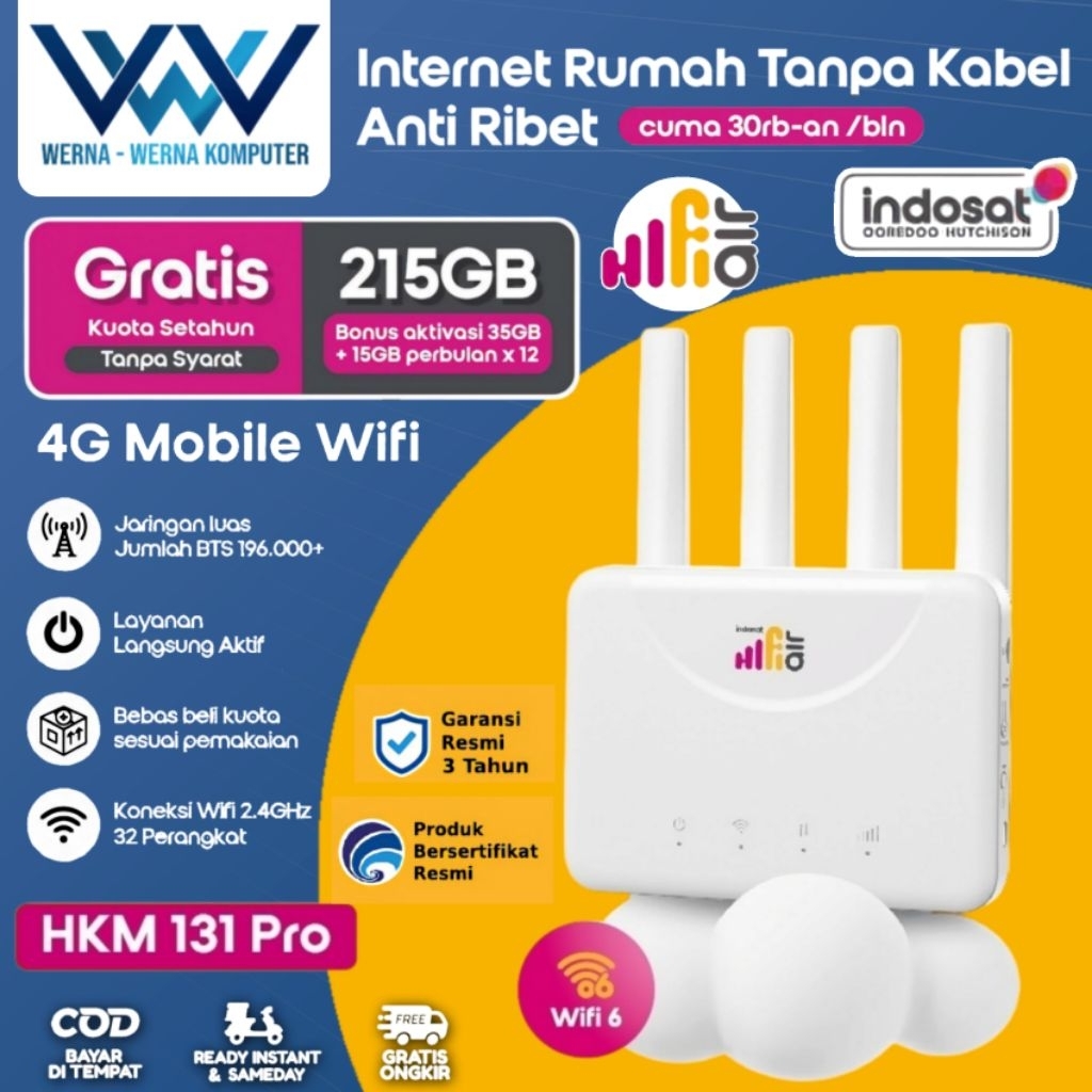 Jual Modem Wifi Indosat Hifi Air Router Wireless HKM 131 PRO 4G LTE ...