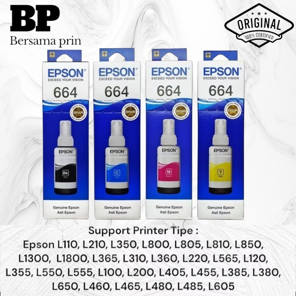 Jual 1SET TINTA EPSON 664 BLACK+COLOR ORIGINAL FOR PRINTER L100, L110 ...