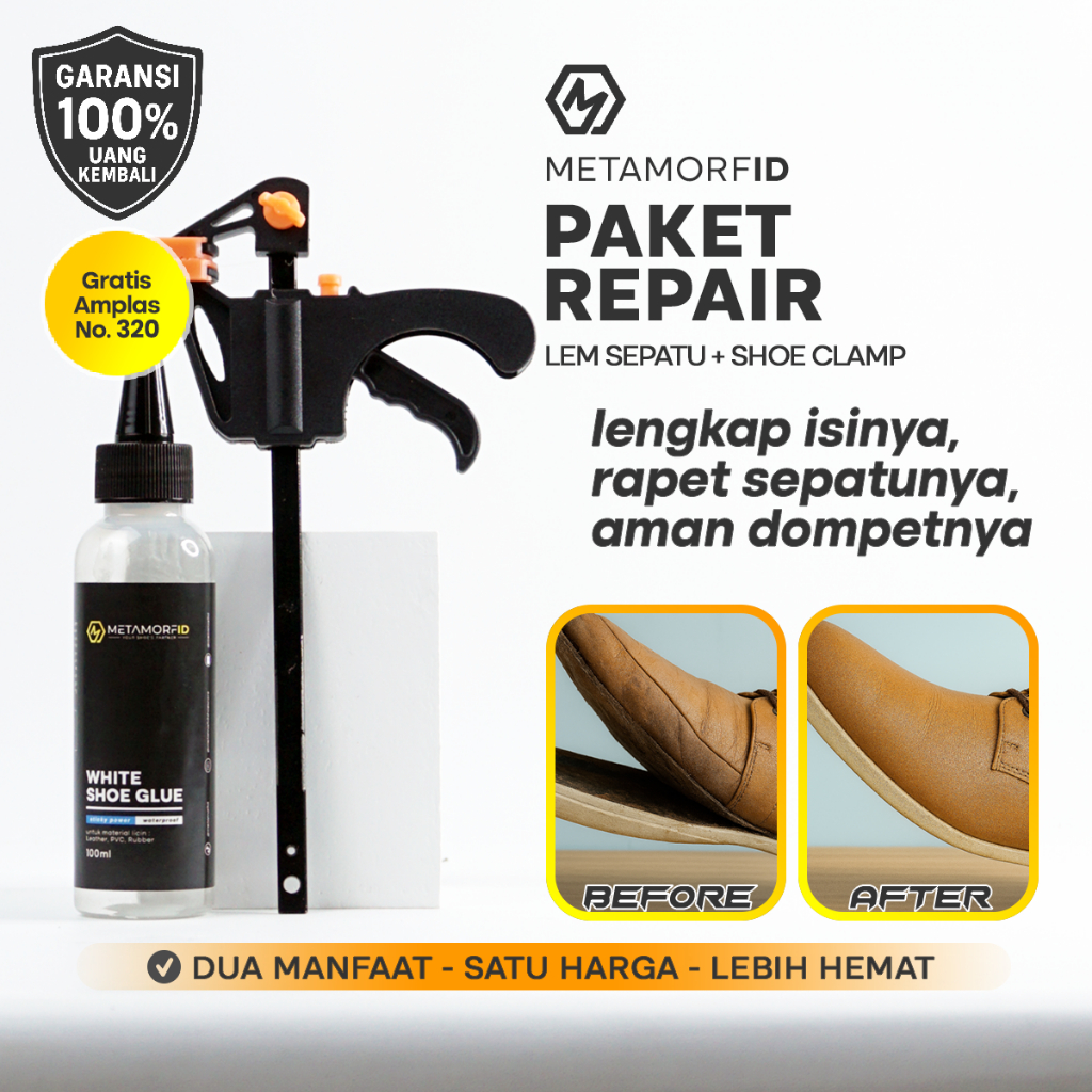 Jual Metamorfid Lem Sepatu Dan Shoe Clamp/Penjepit Sepatu Paket Repair ...
