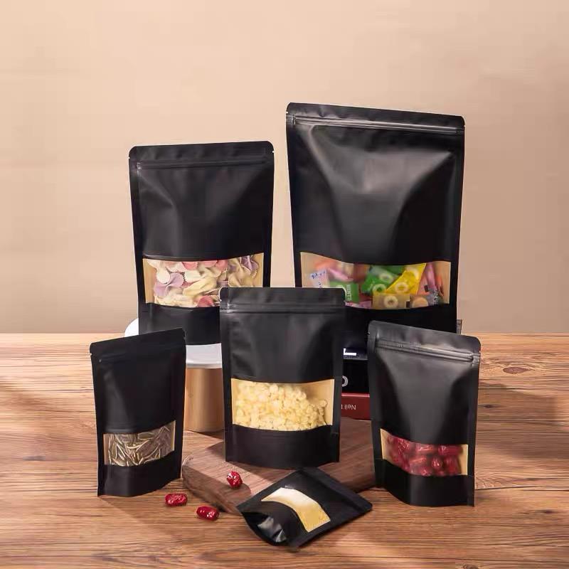 Jual Standing Pouch MATTE WINDOW HITAM / Ziplock Plastik Kemasan Snack ...