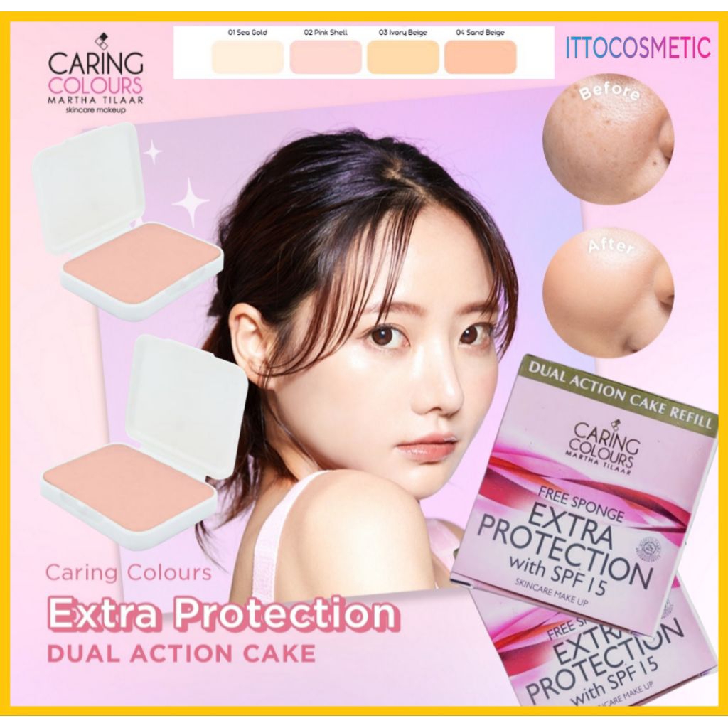 Jual CARING Colours Extra Protection SPF 15 Dual Action Cake Refill 14 ...