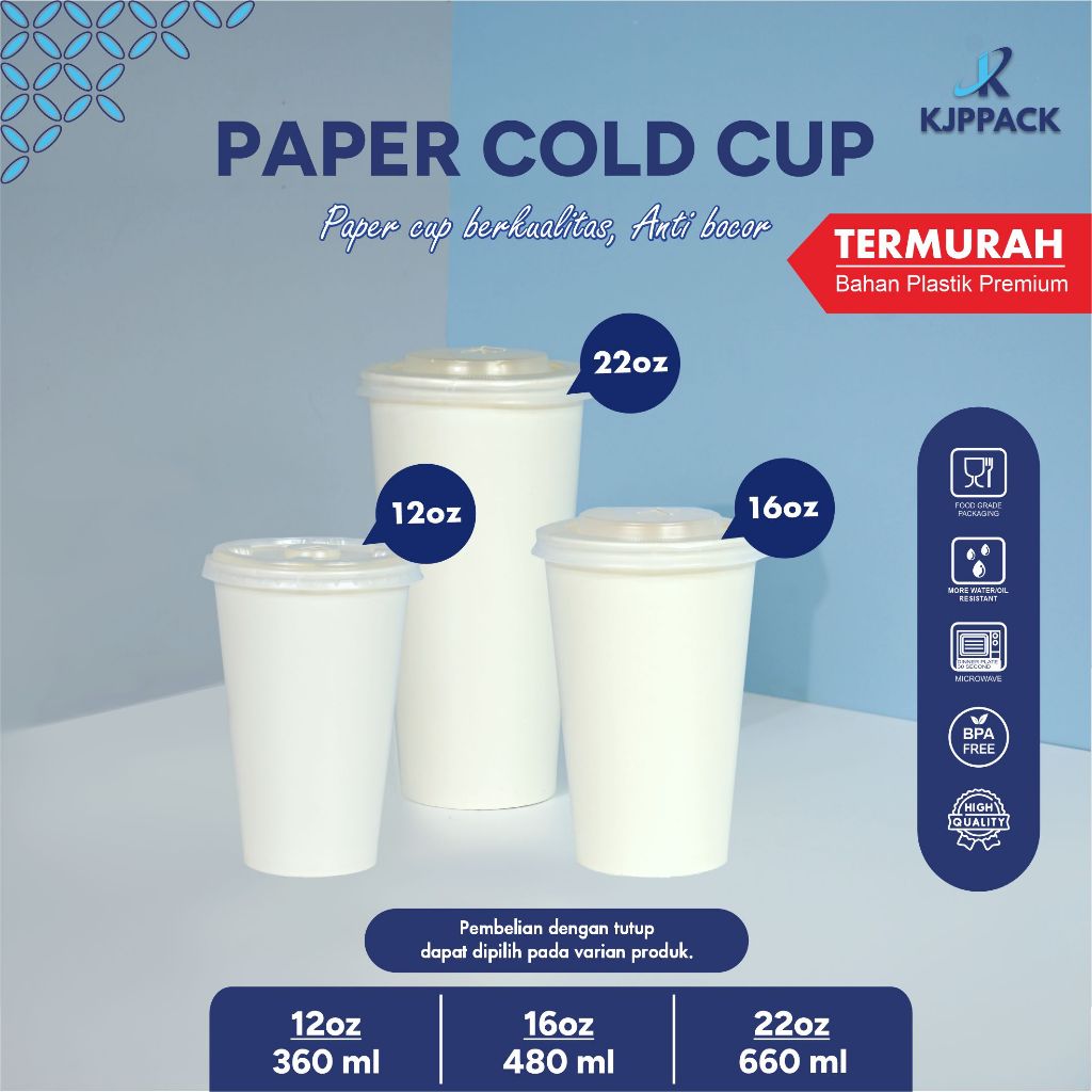 Jual KJPPACK Cold Cup Paper / Gelas Kertas Dingin 12oz/16oz/22oz dengan ...