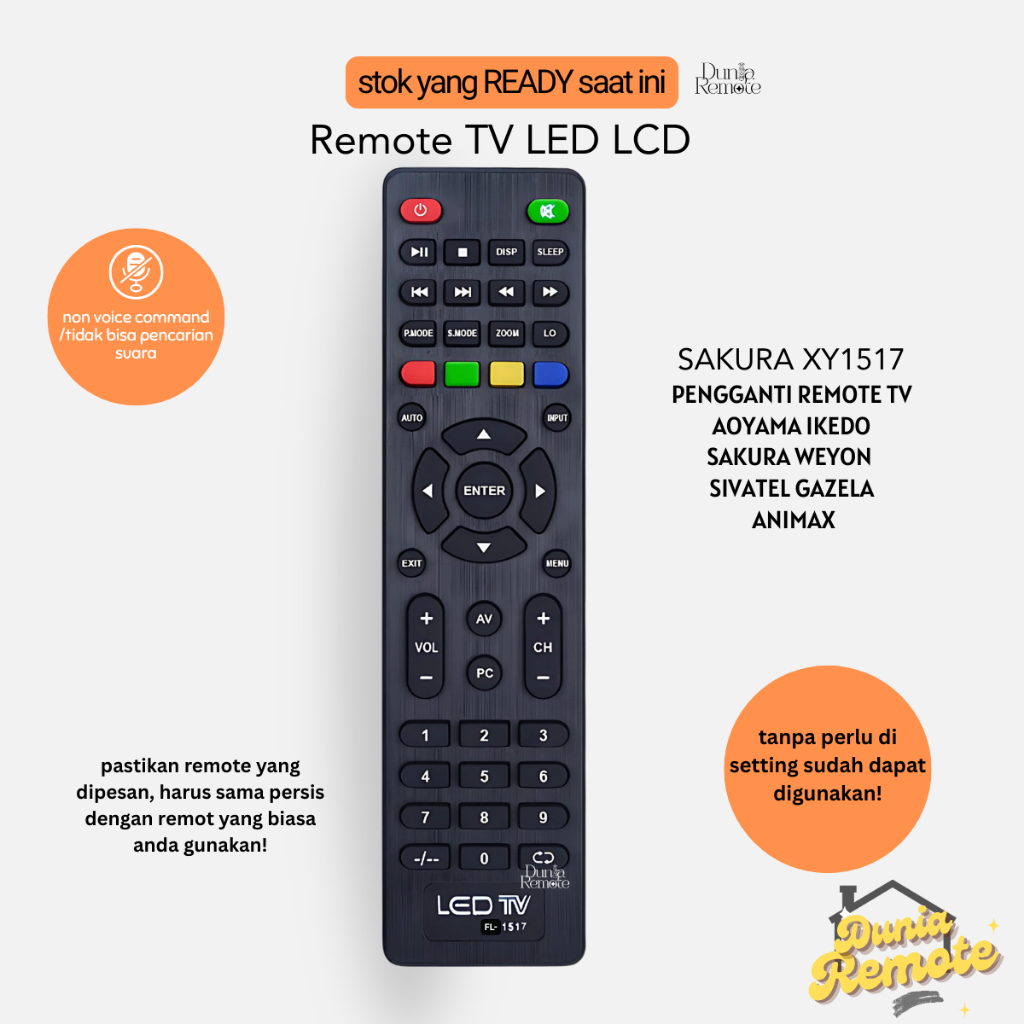 Jual Remot Remote TV Sakura Animax Gazzela LED LCD aoyama China Ikedo ...