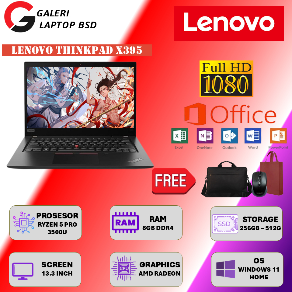 Jual Laptop LENOVO Thinkpad X395 Amd Ryzen 5 PRO 3500U 8GB Ssd 512GB ...