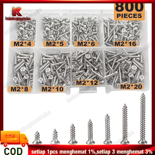 Jual 800Pcs Sekrup Transistor Final Panjang 4mm-12mm Sekrup Skrup FAB ...