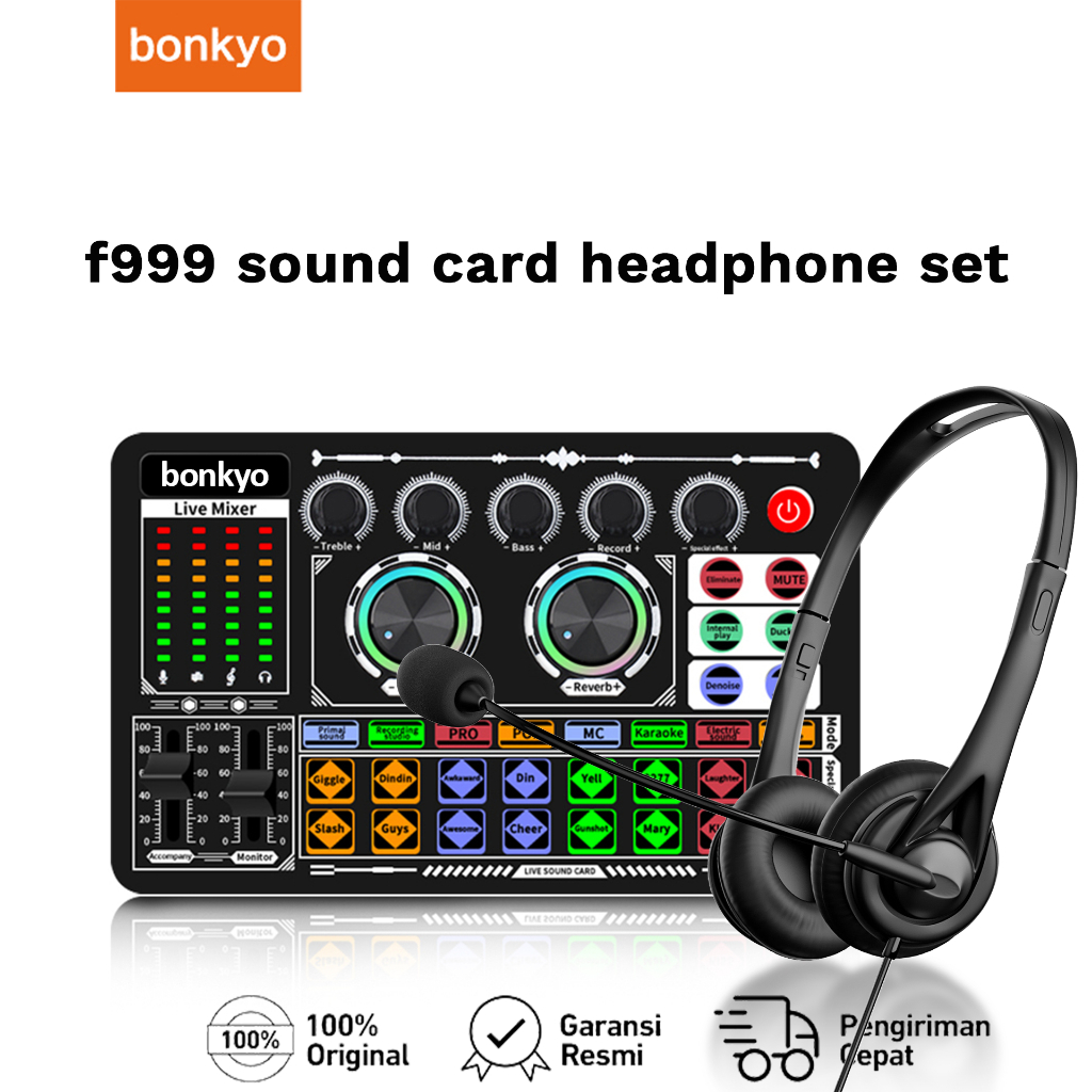 Jual Bonkyo Soundcard F999 Bluetooth Mixer + Headphone SY490 Kit - Live ...