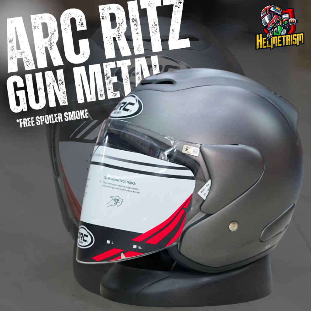 Jual Arc Ritz Gun Metal Open Face Helmet - helm halfface | Shopee Indonesia