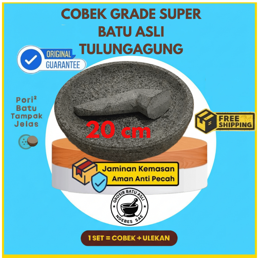 Jual NDEBES SAE Cobek Batu Tahu Tekuk Asli 20cm Profil Grade Super ...