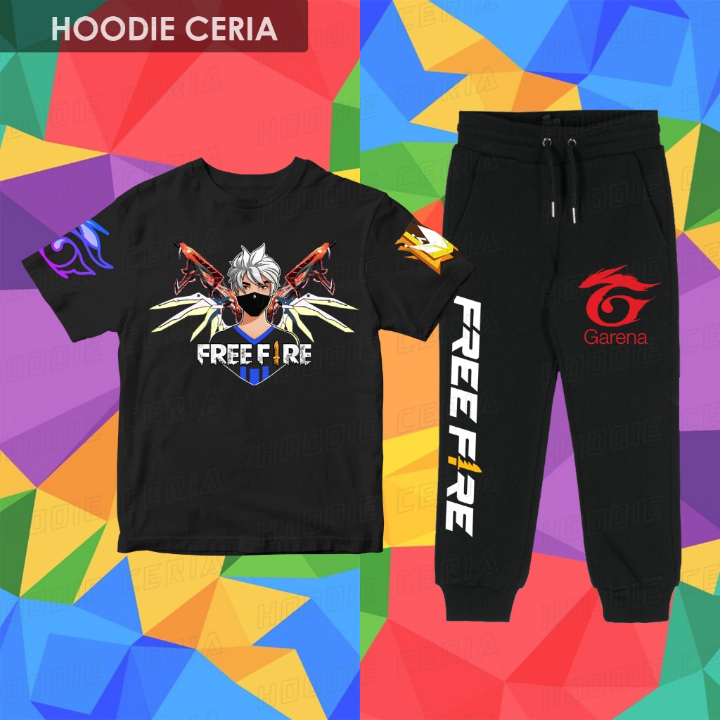 Jual Setelan Baju Freefire Anak - Set Kaos Anak Game FF Free Fire ...