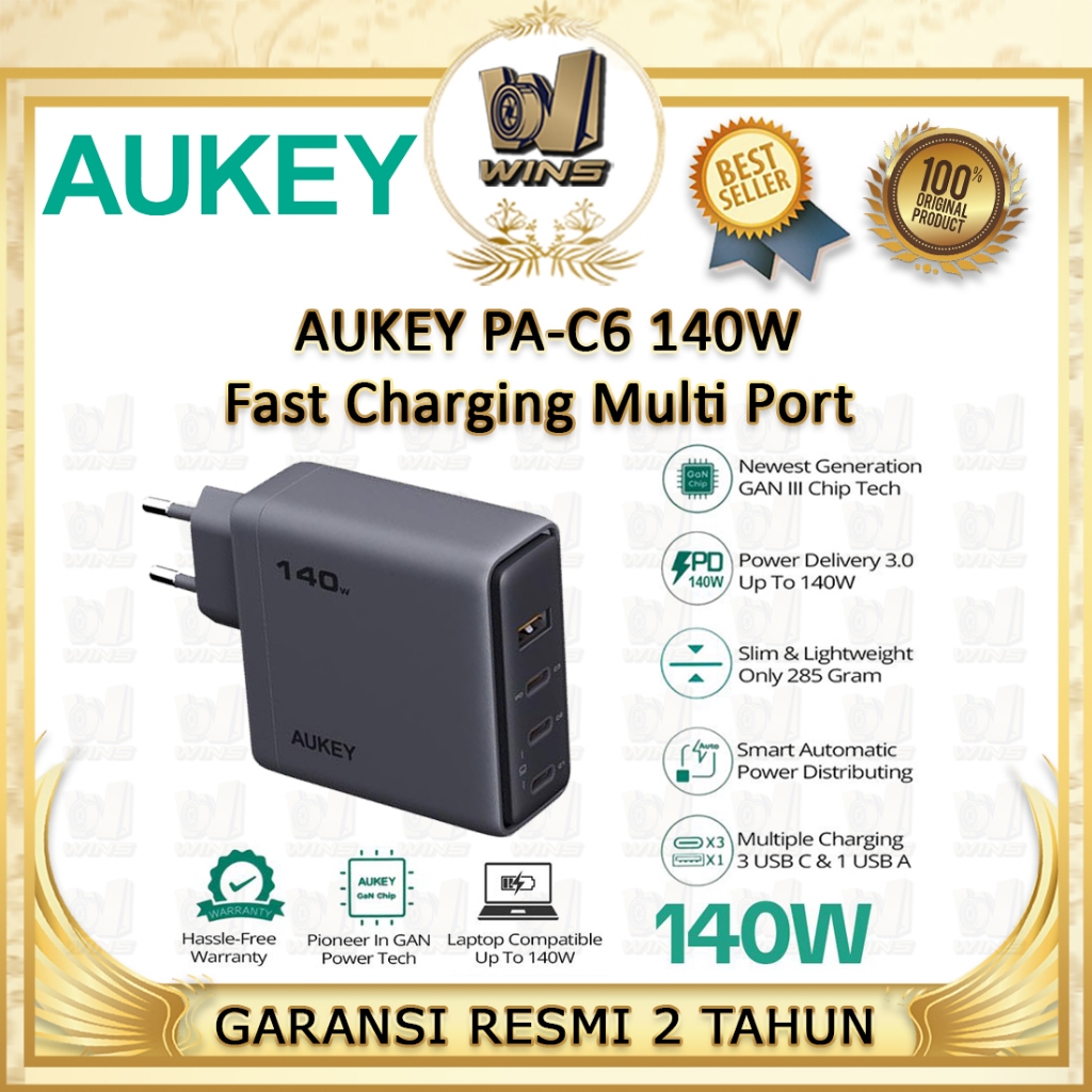Jual AUKEY PA-C6 Charger Type C 140W GAN III PD 3.0 PPS Super Fast ...