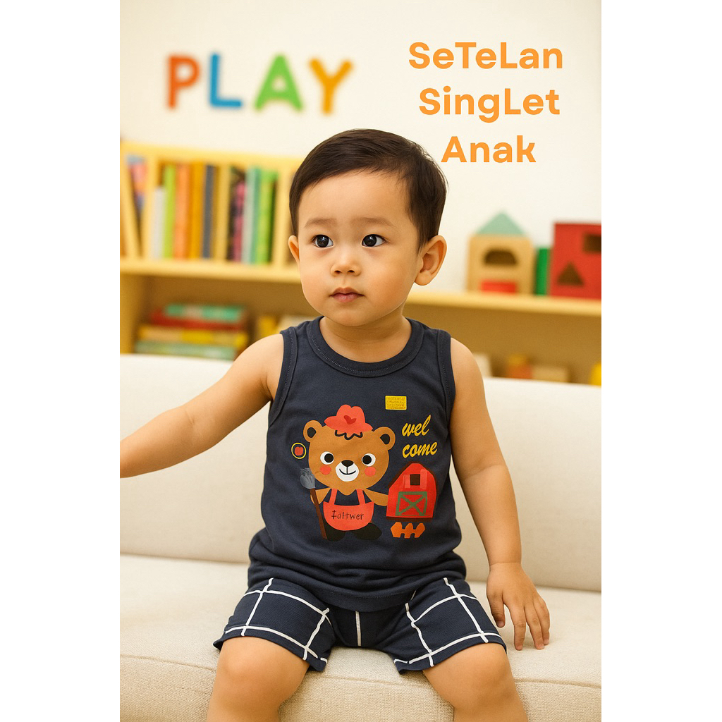Jual Setelan Singlet Anak / Setelan CP Anak / Set Baju Rumah Anak ...