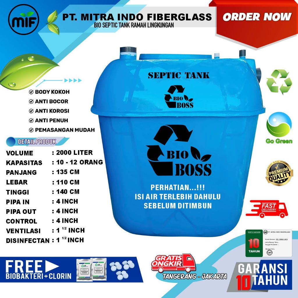 Jual Septic Tank 2000 Liter "BIOBOSS" Berkualitas & Bergaransi | Shopee ...