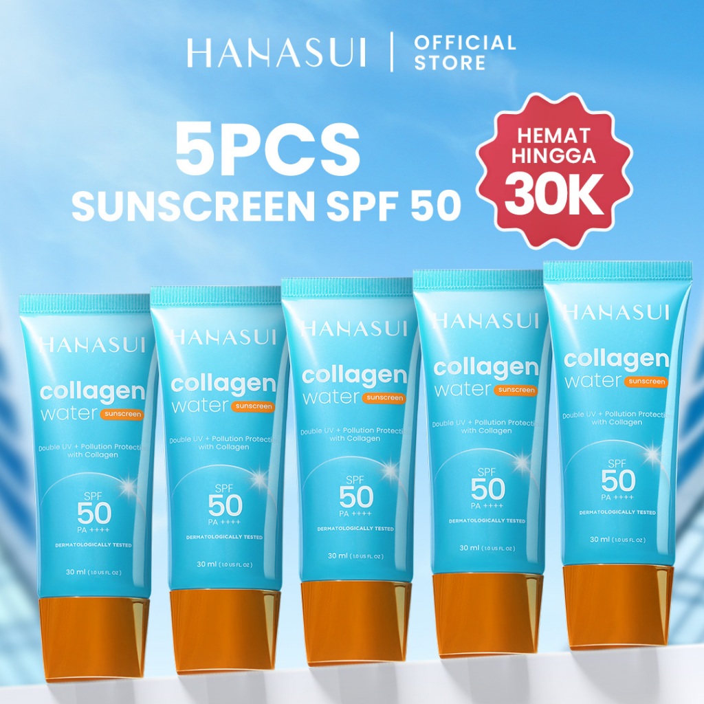 Jual 【5pcs Hemat】Hanasui Collagen Water Sunscreen - SPF 50 & SPF 30 ...