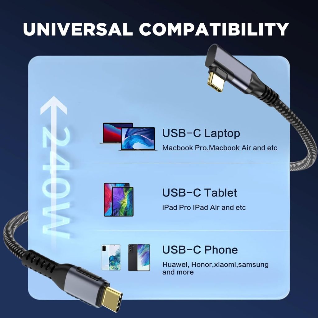 Jual Kabel Type C to C USB4 Elbow PD240W USB4.0 40Gbps Type C to C ...