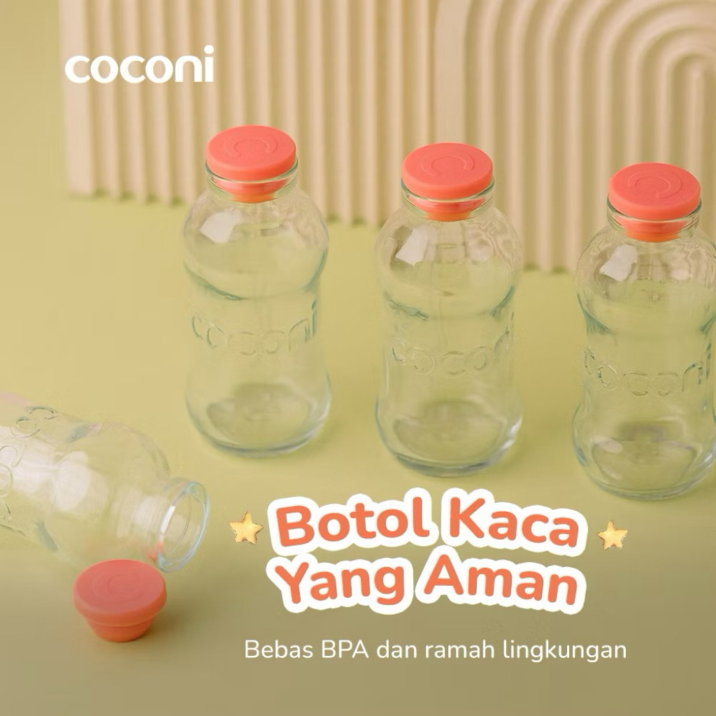 Jual COCONI BREASTMILK STROGE GLASS BOTTLE ISI 4PCS | BOTOL KACA ASI ...