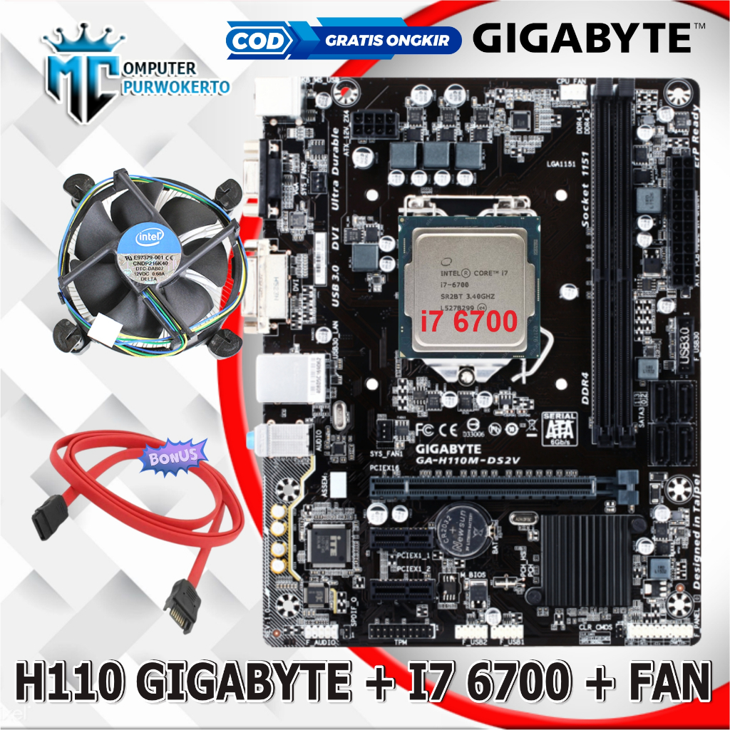 Jual Paket Mainboard Mobo H110 LGA 1151 + Processor Core i7 6700 + Fan ...