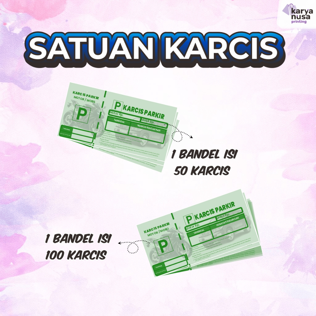 Jual Karcis Parkir Motor Murah Satuan Tanpa PO ukuran 10x5cm, Karcis ...
