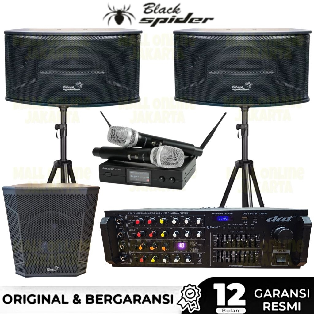 Jual Paket karaoke blackspider 10 inch subwoofer aktif black spider 12 ...