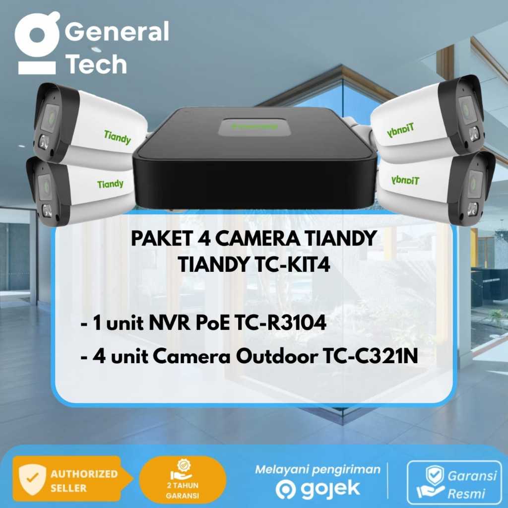 Jual Tiandy TC-Kit 4 cctv outdoor 2MP Audio POE dan infra red / paket ...