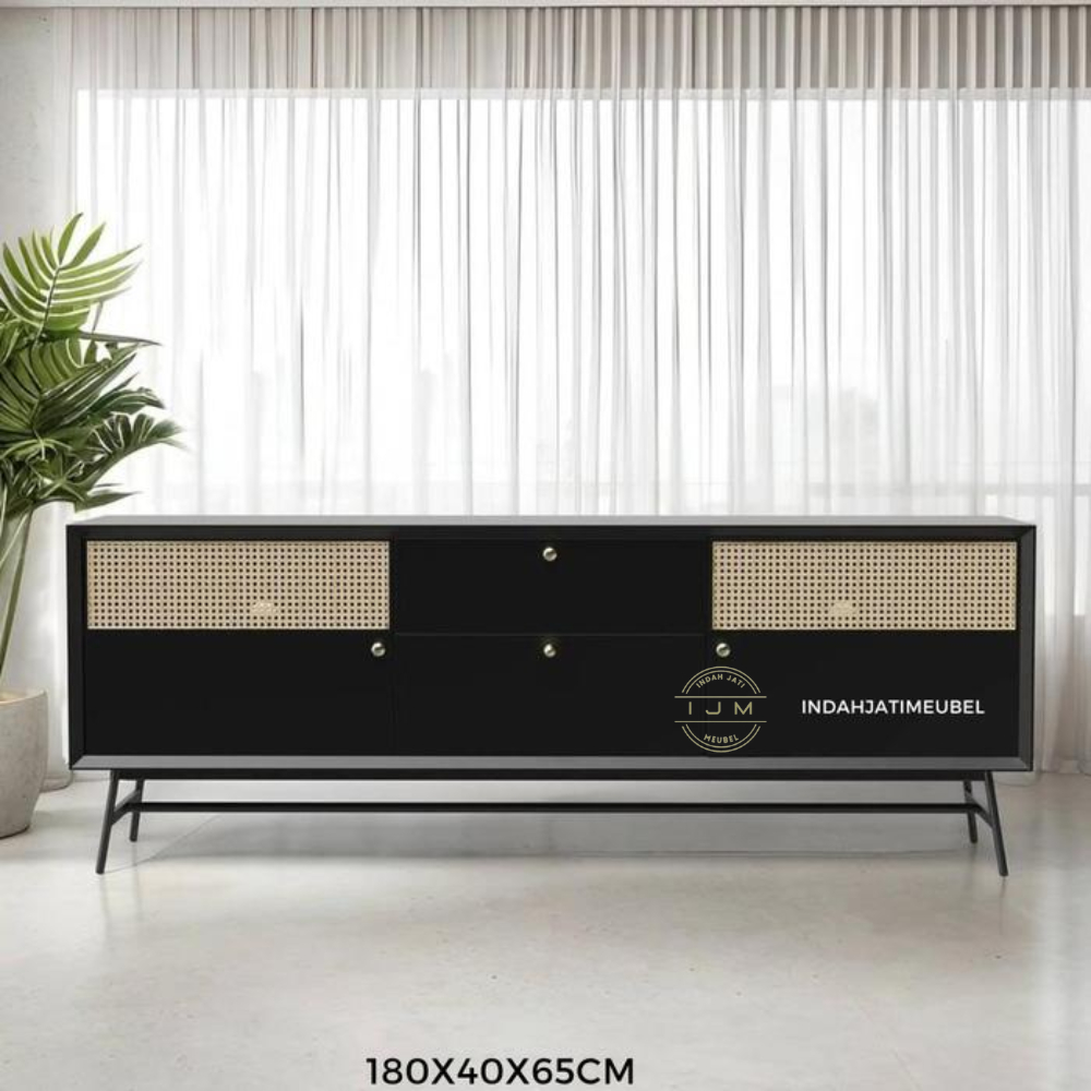 Jual Cabinet Meja TV Kaki Besi Industrial Minimalis Kombinasi Laci ...