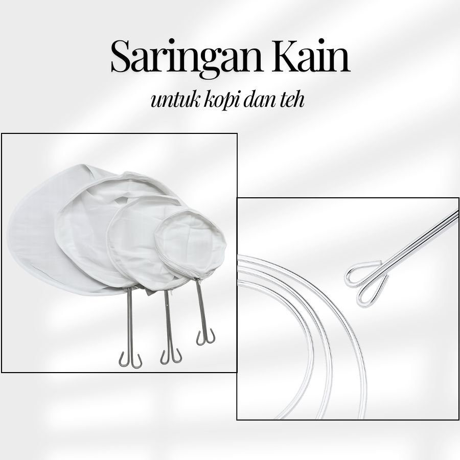 Jual 1 Set Saringan Kain Kopi - Kain Saringan Teh Kain Stainless Steel ...