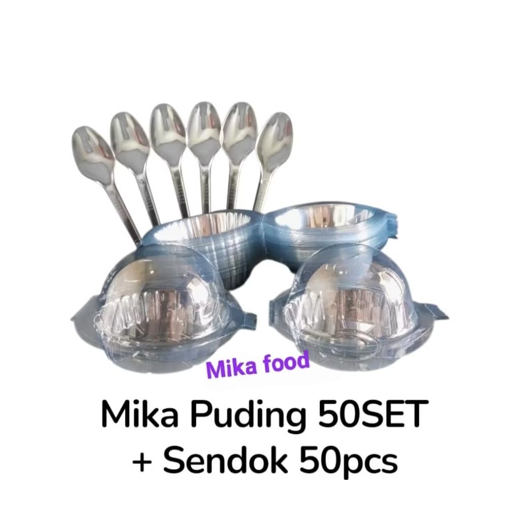 Jual Mika Puding + Sendok Isi 50SET / Wadah Mika Pudding Kue Mochi ...