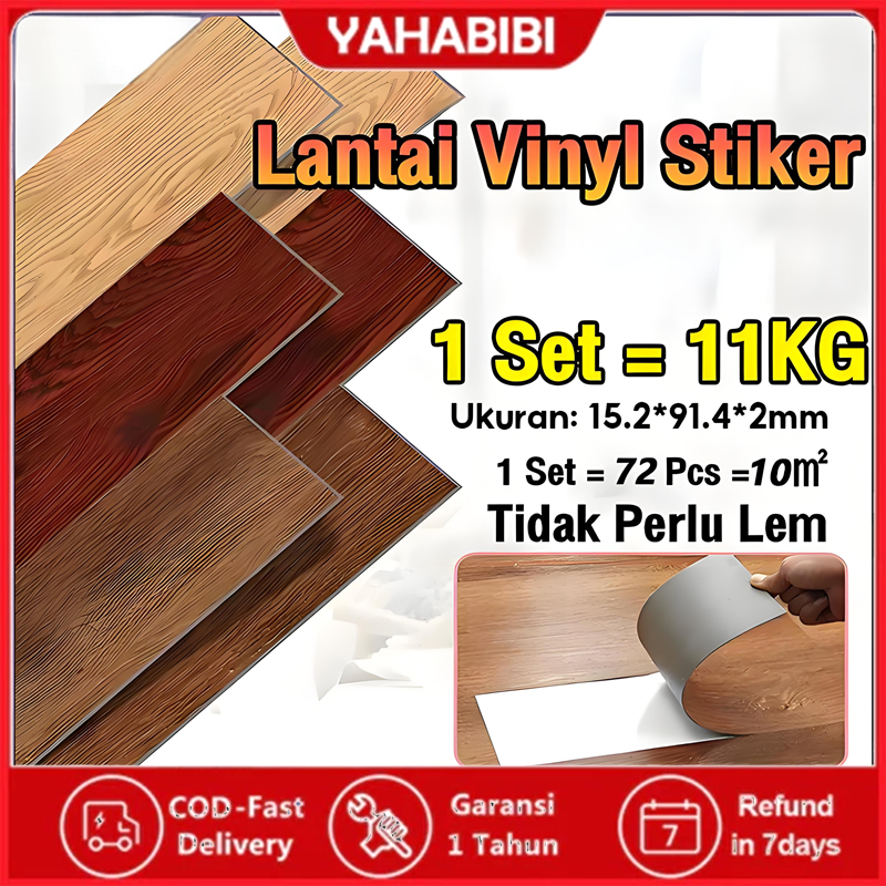 Jual 1 dus (72 Pcs) Lantai Vinyl Stiker Perekat Vinyil Lantai Kayu PVC ...