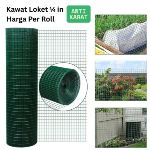 Jual KAWAT LOKET PVC RAM 1/4 inch Anti Karat Hijau 10 Meter - Harga Per ...