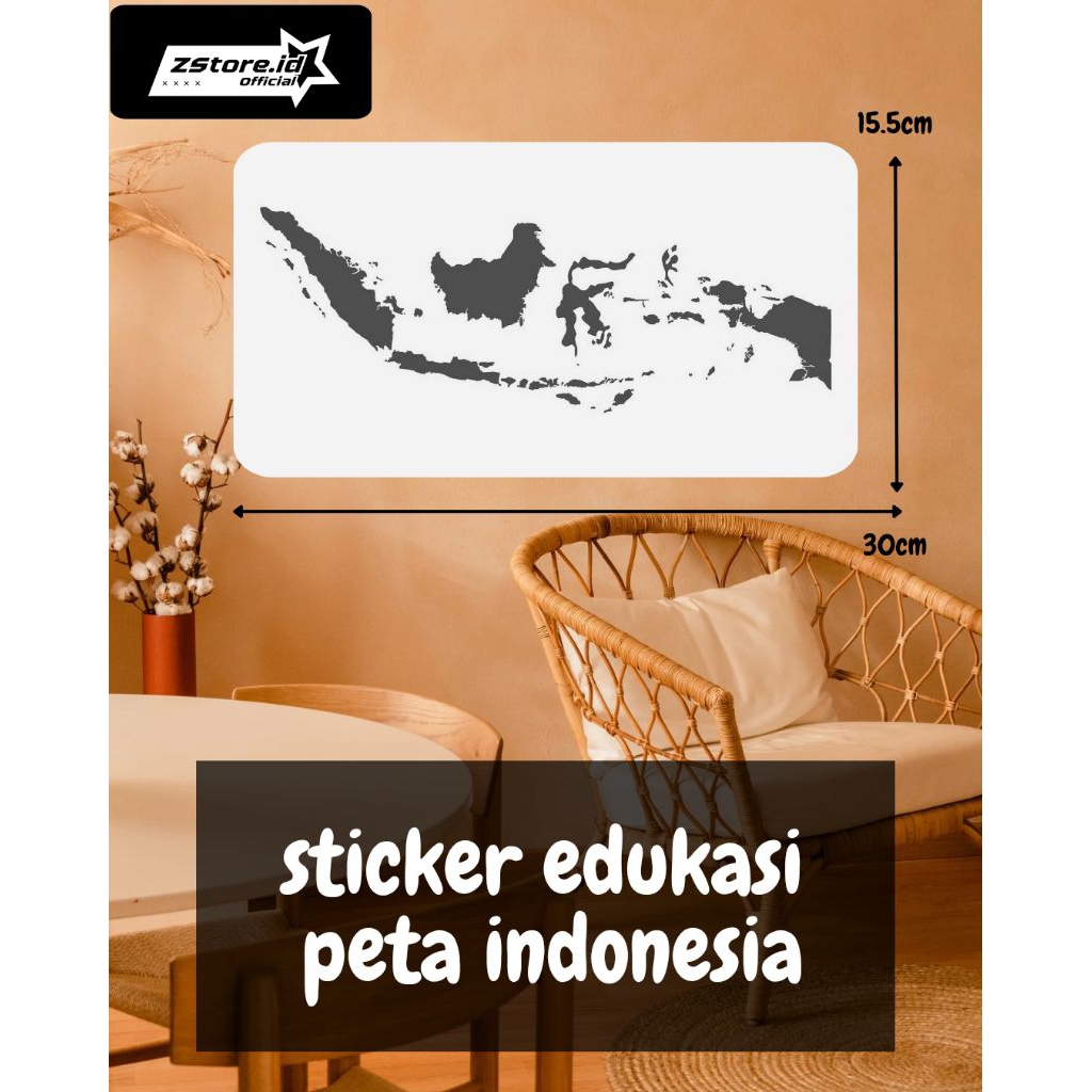 Jual STICKER EDUKASI PETA NEGARA INDONESIA-POSTER- HIASAN DINDING/KACA ...