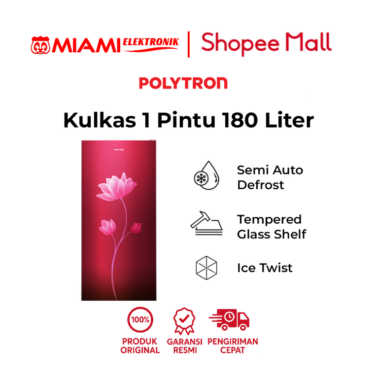 Jual POLYTRON PRB 189B / PRB 189R Kulkas 1 Pintu Metallic 180 Liter ...