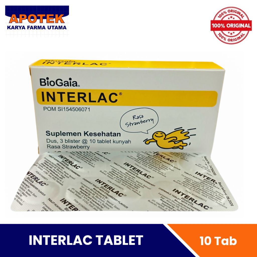 Jual Interlac Strawberry 10 Tablet Kunyah | Shopee Indonesia