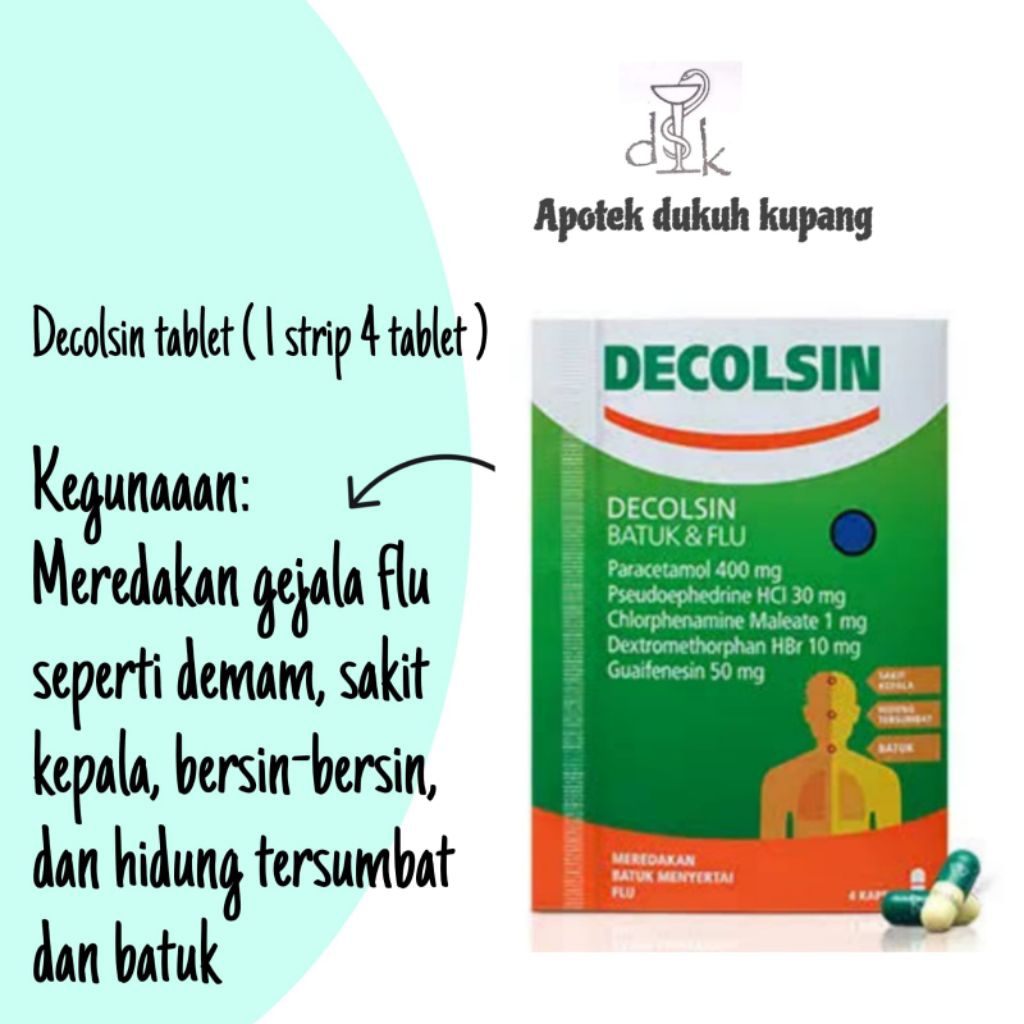 Jual Decolsin tablet obat batuk pilek ( 1 strip: 4 tablet ) | Shopee ...