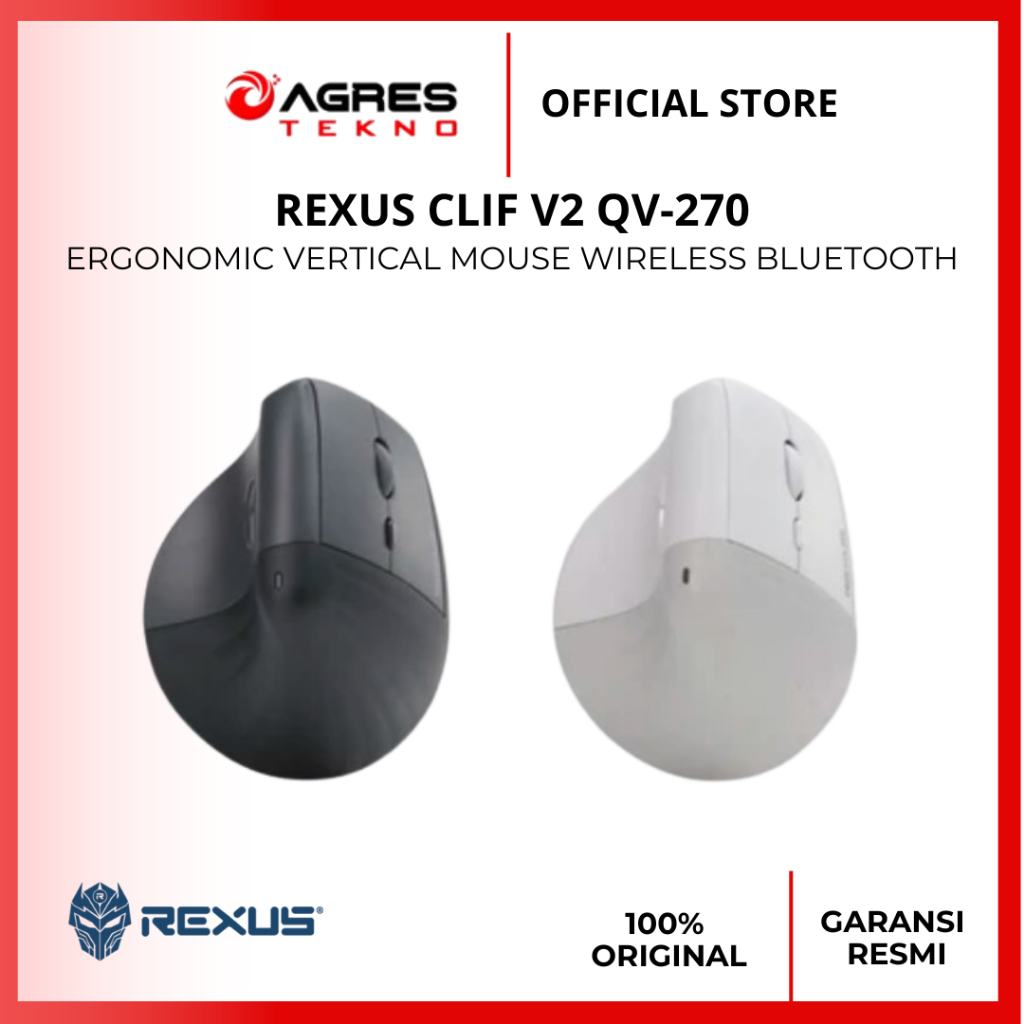 Jual REXUS ERGONOMIC VERTICAL MOUSE WIRELESS BLUETOOTH CLIF V2 QV-270 ...