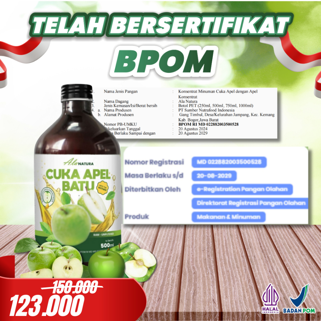 Jual ALAMI! Cuka Apel Hijau Batu/Apple Cider Vinegar With Mother ...
