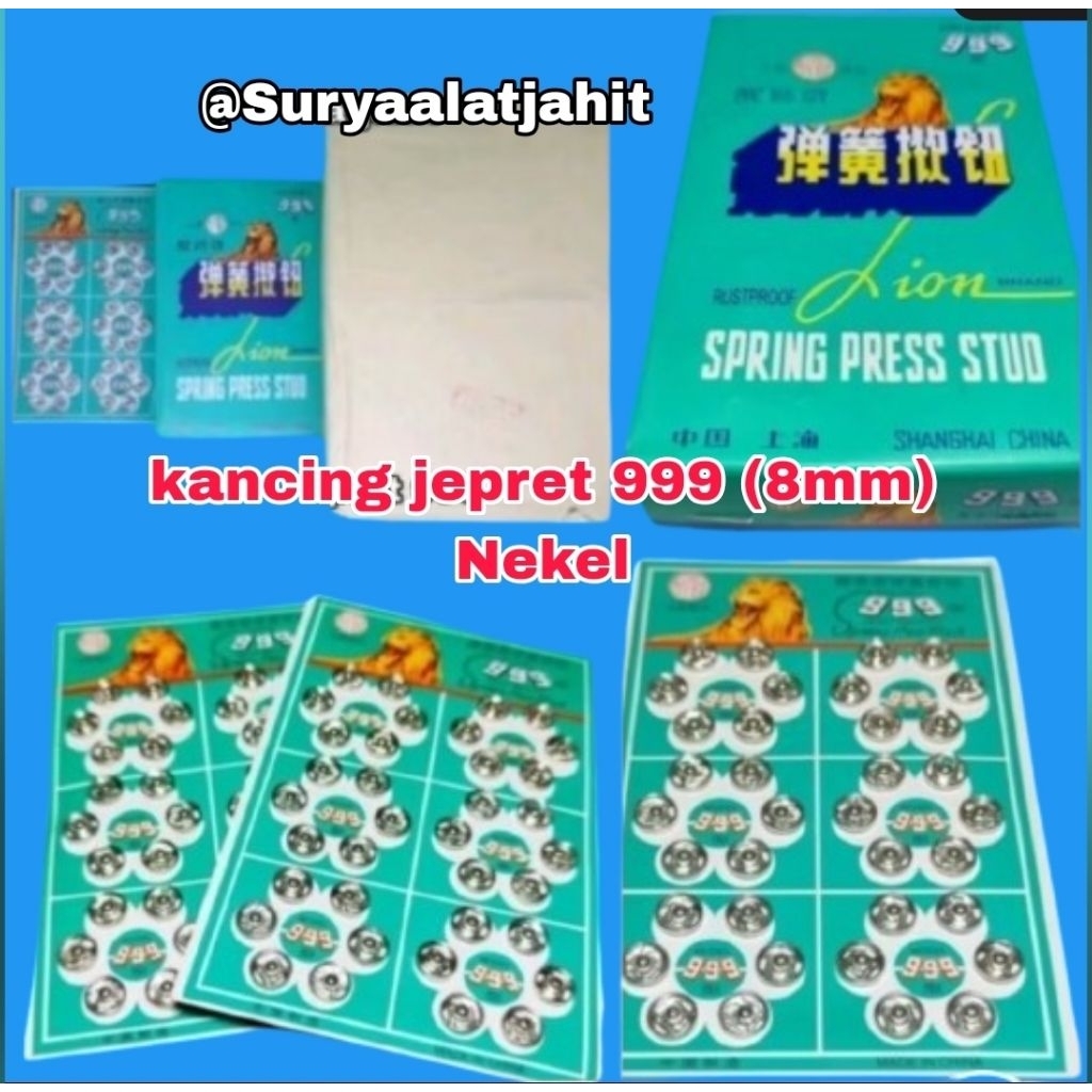 Jual Kancing jepret Lion 999 (8mm) Nkl 1lbr@36set rp.3.550/1lembar ...