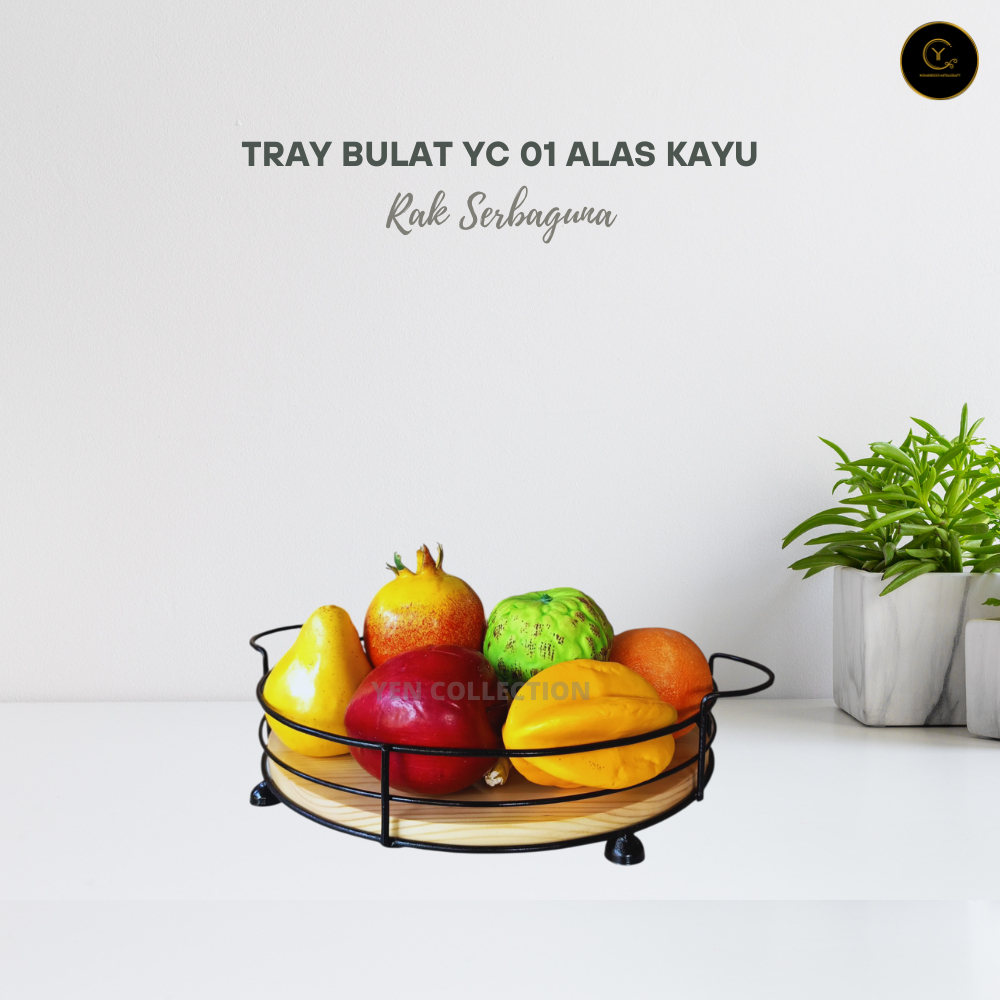 Jual Yen Tray Kue Tray Bulat Yc 01 Alas Kayu Tray Makanan Tray Besi ...