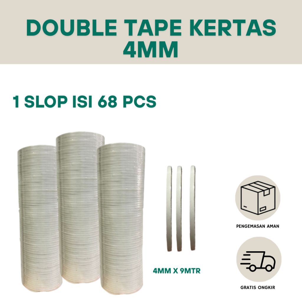 Jual OBRALL DOUBLE TAPE UNDANGAN 4MM - LEM KERTAS TIMBAL BALIKI UKURAN ...