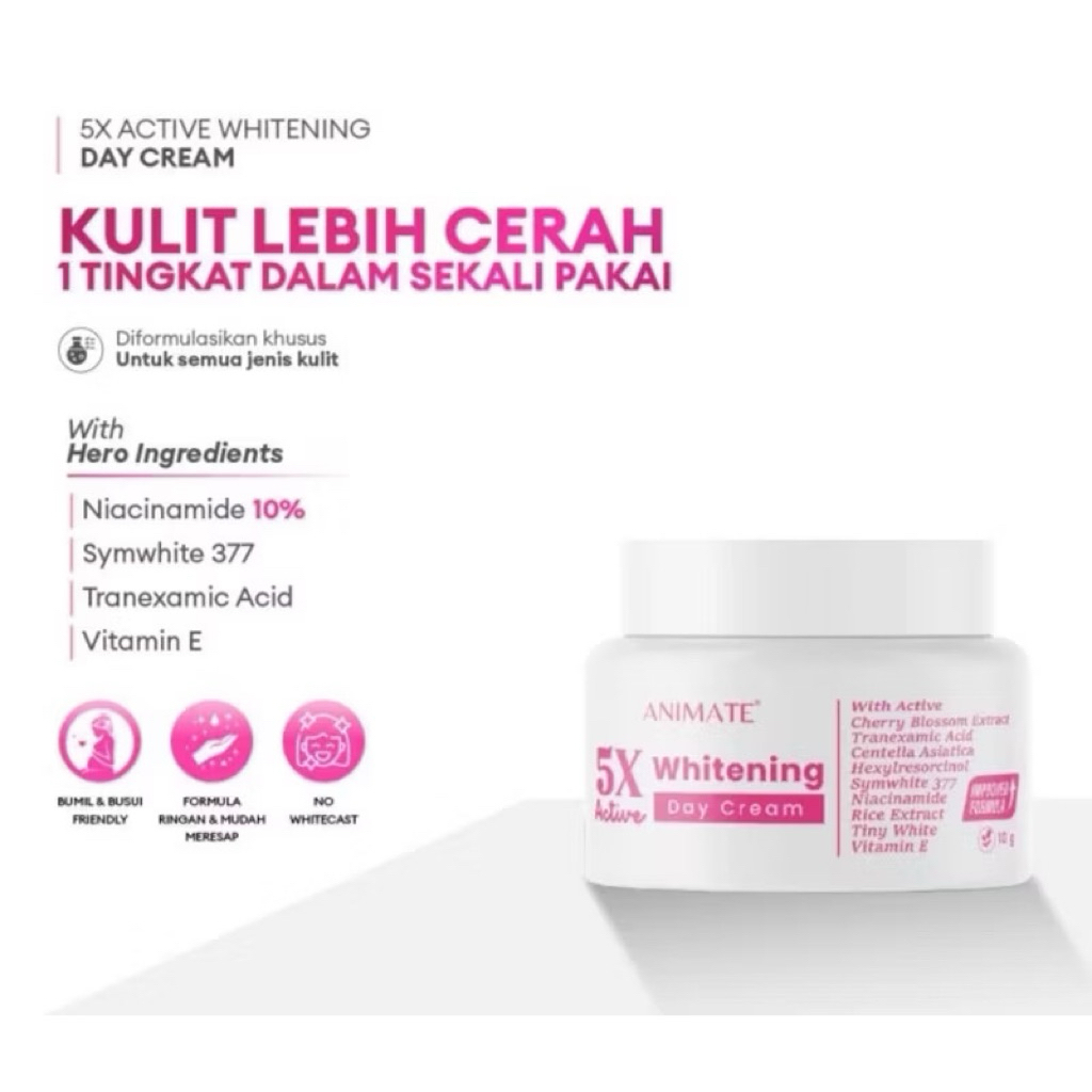Jual Animate 5x Active Whitening Day Cream 10 gr | Shopee Indonesia