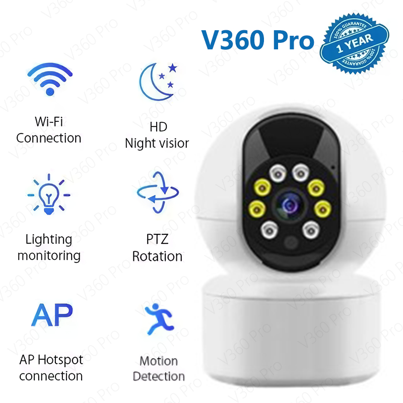 Jual Kamera CCTV V360 Pro -PengawasanRotasi 360°Resolusi HD Motion ...