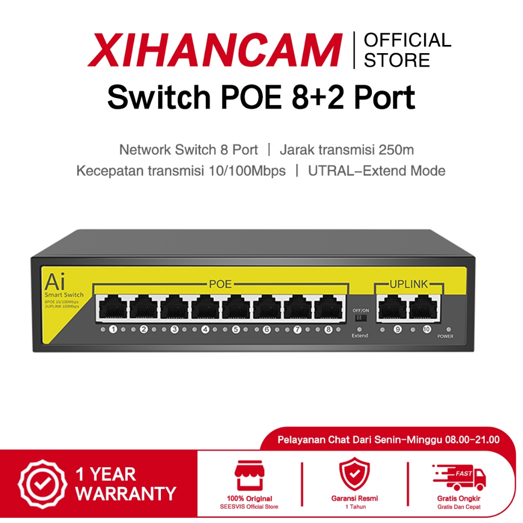 Jual XIHANCAM Network Switch Hub 8 Port POE Switch Desktop Ethernet ...
